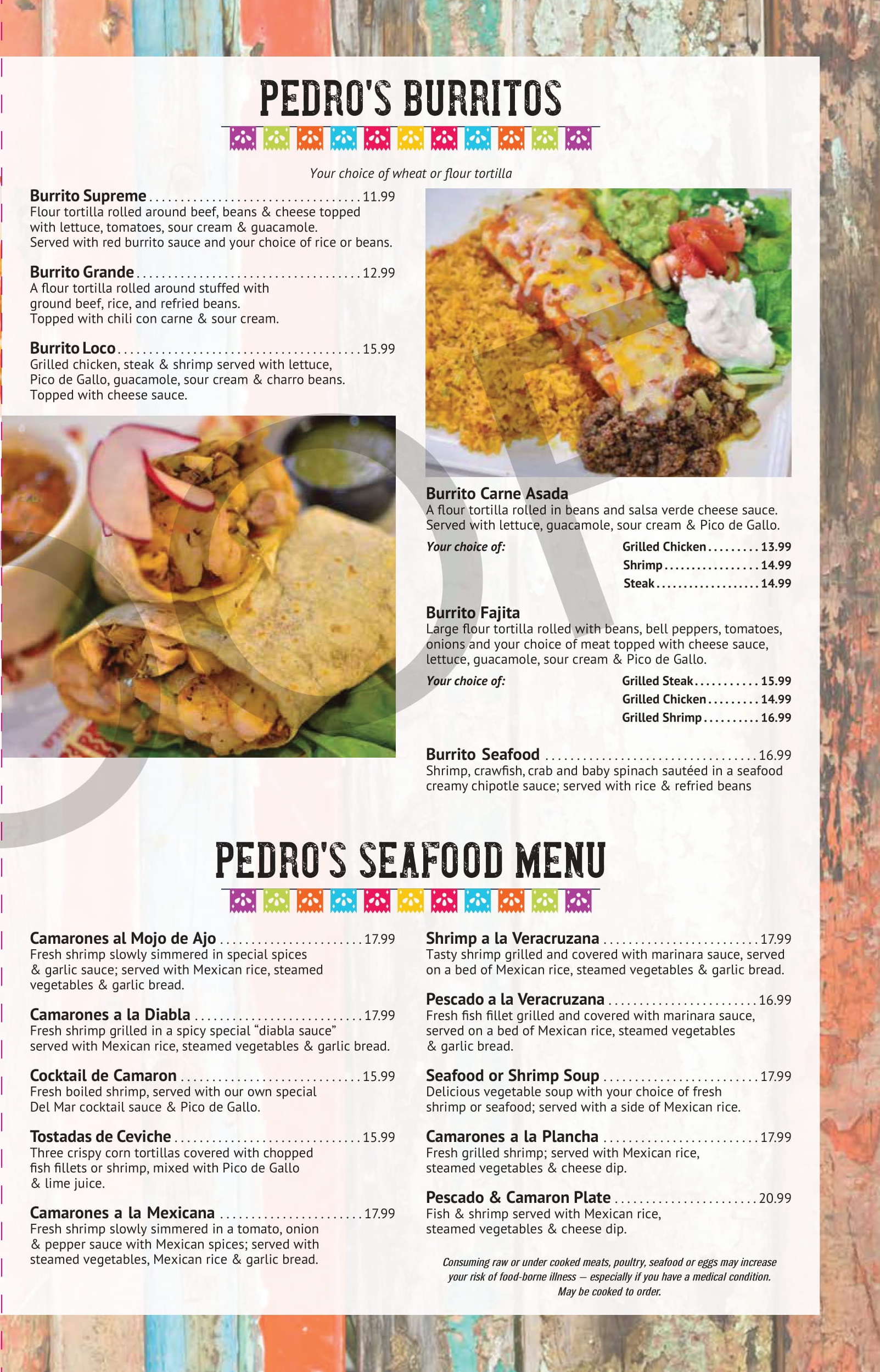 MENU – Pedros Tacos + Tequila Bar – HARAHAN