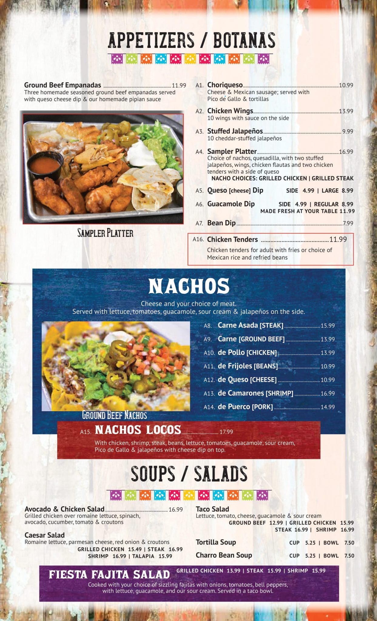 MENU – Pedros