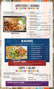 MENU – Pedros