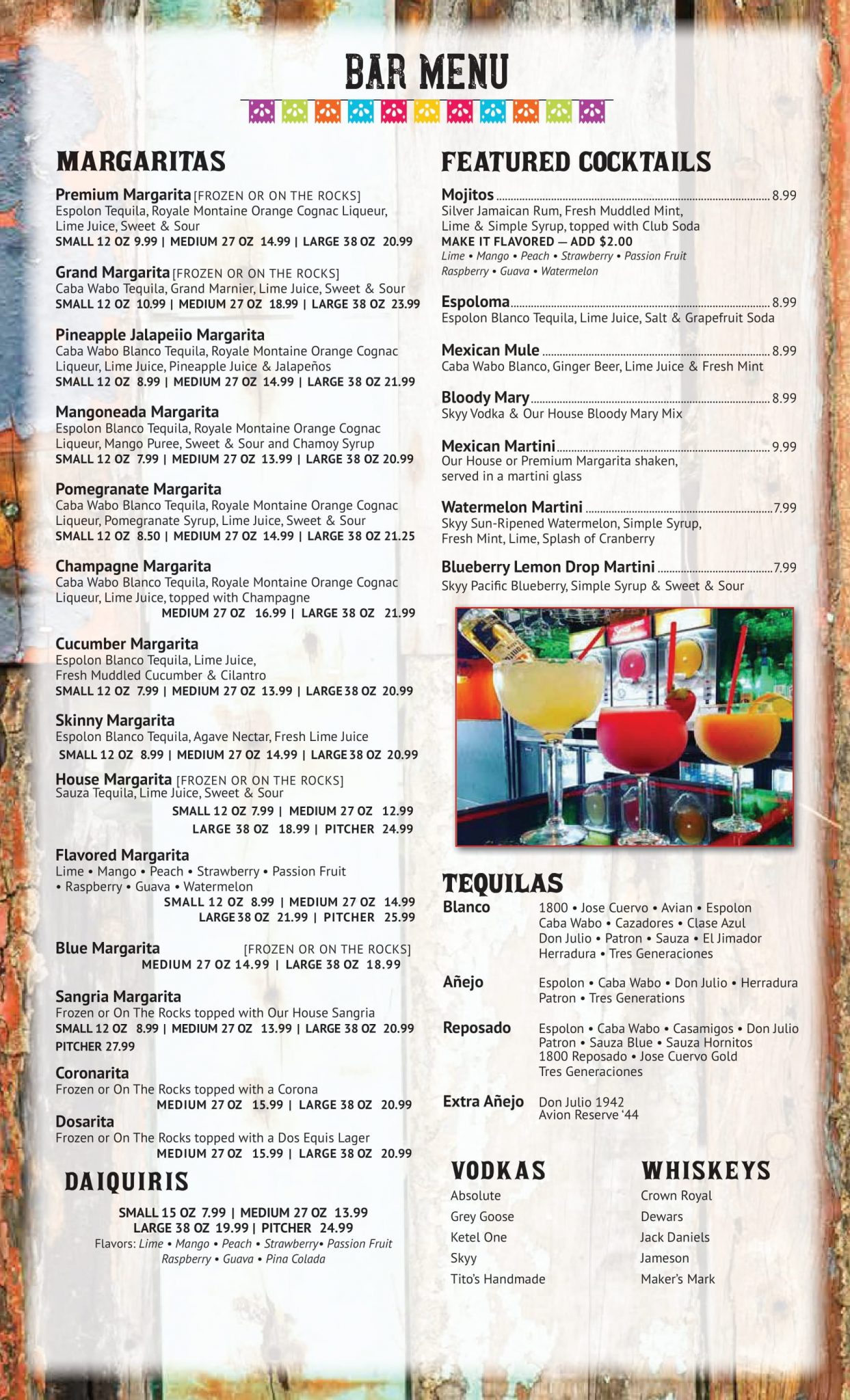 MENU – Pedros