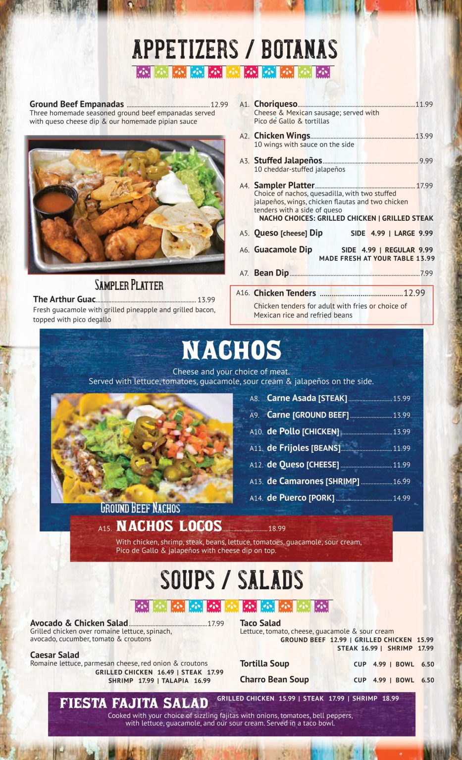 MENU – Pedros