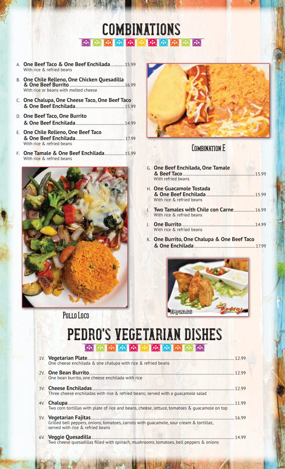 MENU – Pedros