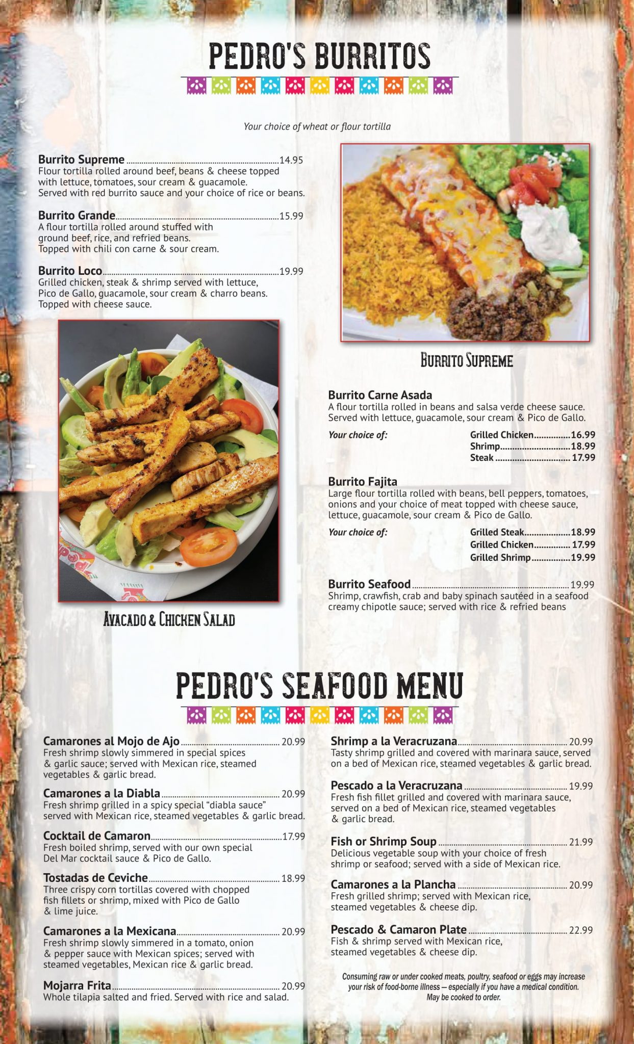 MENU – Pedros