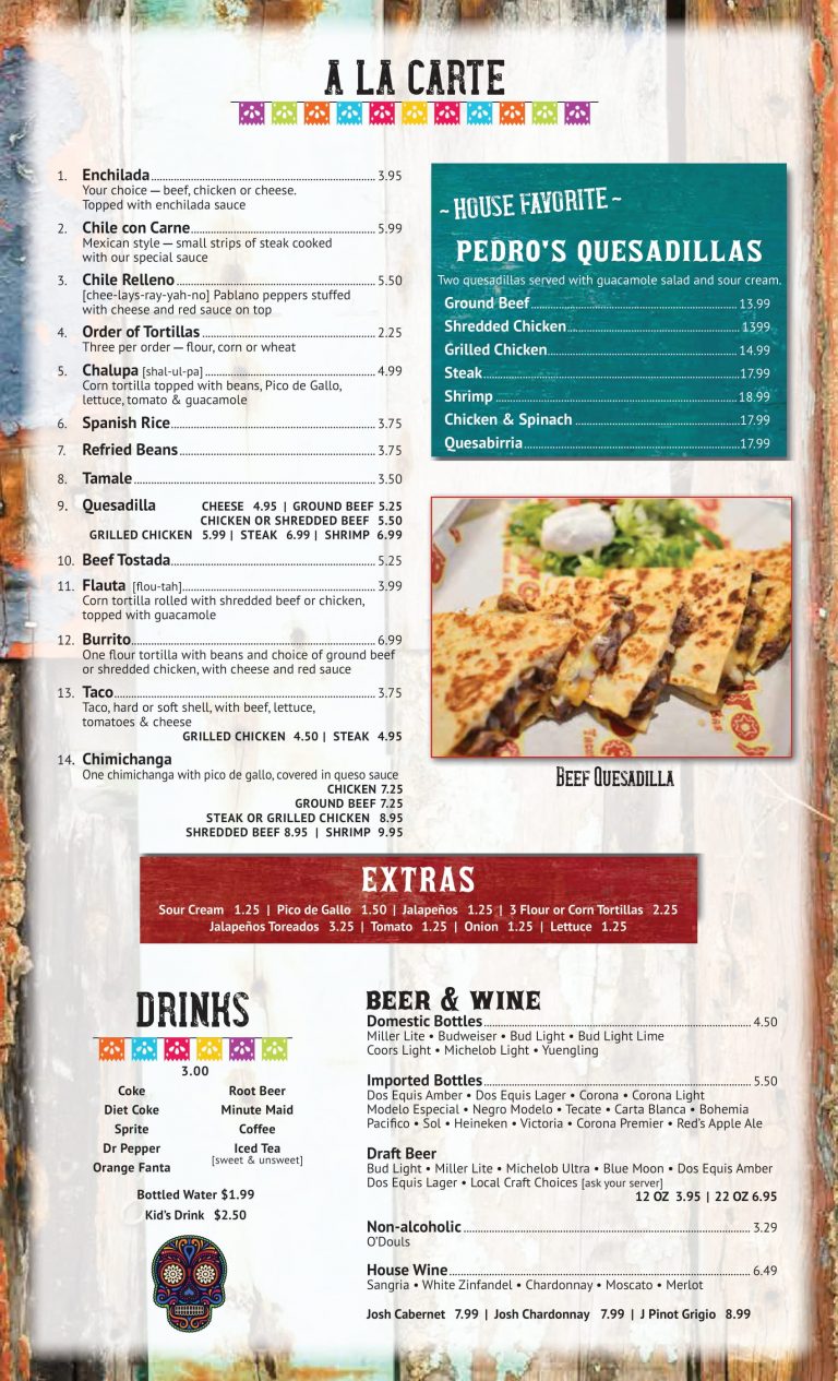 MENU – Pedros